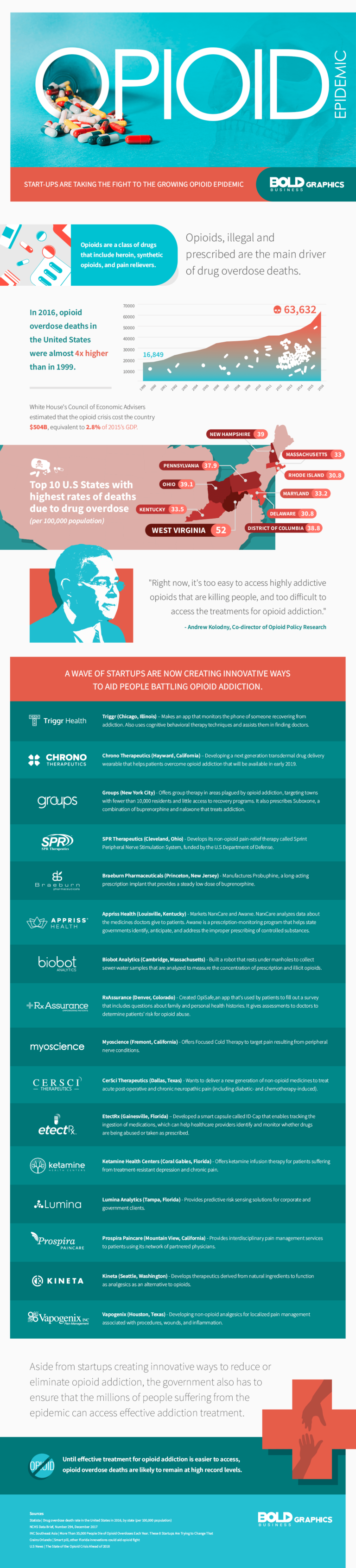 Opioid Epidemic Battle Being Lead by Startups | Bold Infographics